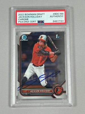 Jackson Holliday Signed 2022 Bowman Draft Chrome Card BDC168 PSA DNA ...