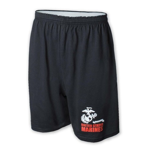 USMC Black Shorts with Eagle Globe and Anchor - Marine Corps PT Shorts ...