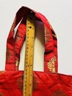 Red Boho Silk brocade ruffle Handmade book bag TOTE PROJECT KNITTING ...