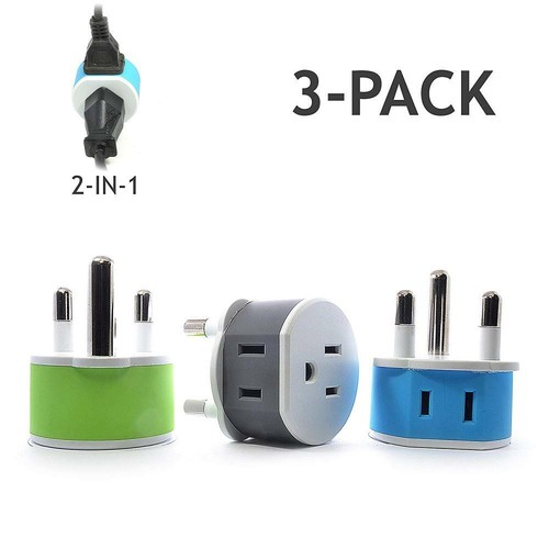 South Africa, Botswana, Namibia Power Plug Adapter with 2 USA Inputs ...