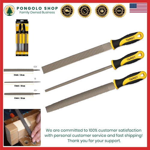 Ergonomic 3-Piece Wood Rasp File Set in Yellow and Black for Smooth ...