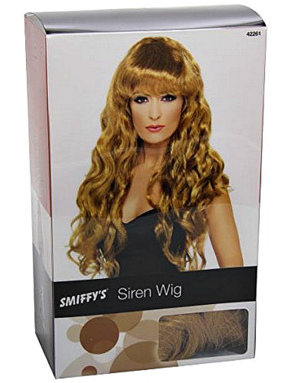 NEW Smiffy's Women's Siren Long Curly Wig with Fringe, Brown | eBay