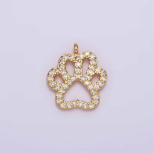 1Ct Round Lab Created Diamond Dog Paw Charm Pendant Gold Plated Silver ...