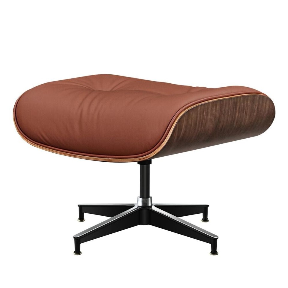 Mid Century Eams Lounge Chair and Ottoman Set Top Grain Leather ...