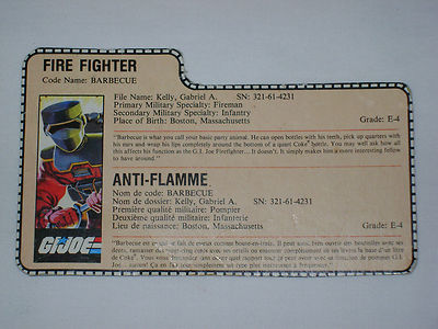 Vintage Canada GI Joe BARBECUE File Card | eBay