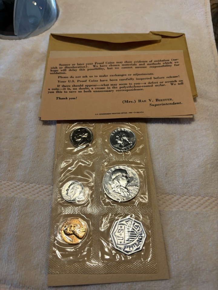 1960 Small Date Proof Set Silver Coins US Mint Lot Original Envelope ...
