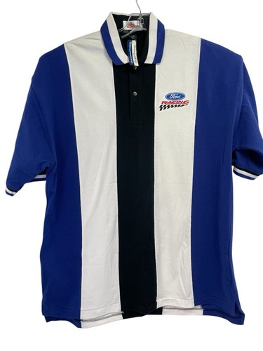 Ford Racing Embroidered Logo Split Blue -White Polo Shirt Men’s Sz XXL ...