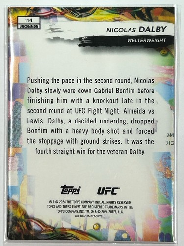 2024 Topps Finest UFC - Uncommon #114 Nicolas Dalby (RC) | eBay