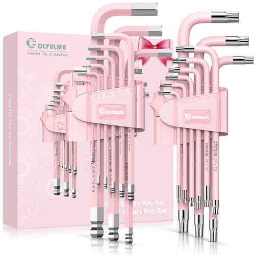 18PCS PINK Allen Wrench Set, Metric Ball End Allen Key & Torx Key Set ...
