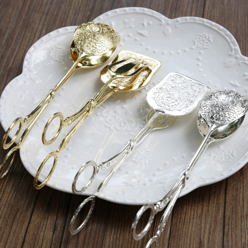 1Pc Food Tong Gold Plated Snack Cake Clip Salad Bread Pastry Clamp ...