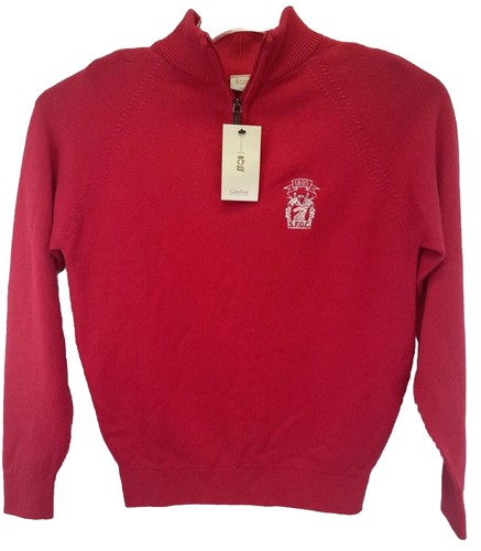 Glenbrae Womens Sz Small SF C.C. Red 100% Lambs Wool 1/4 Zip Sweater ...