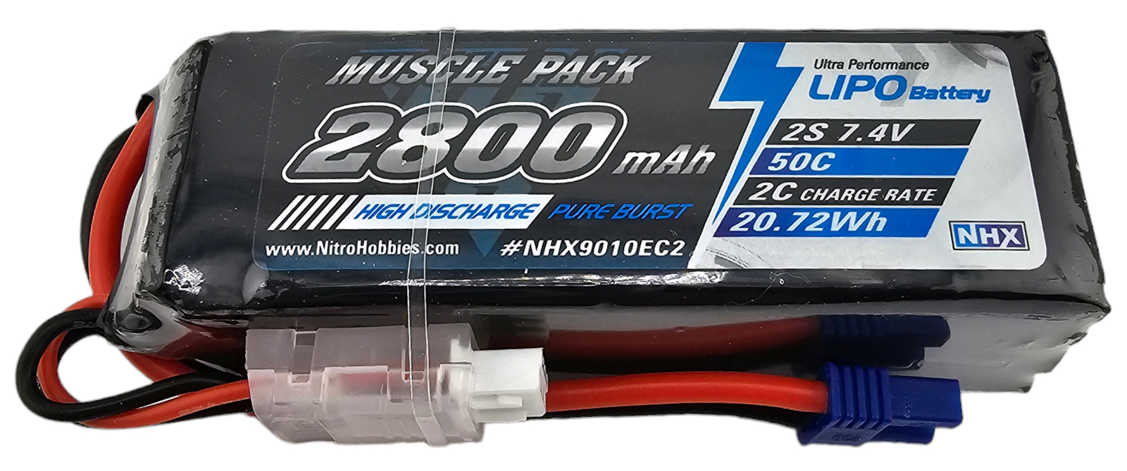 NHX RC 2S 7.4V 2800mAh 50C Lipo Battery w/ EC2 IC2 for 1/18 Granite ...