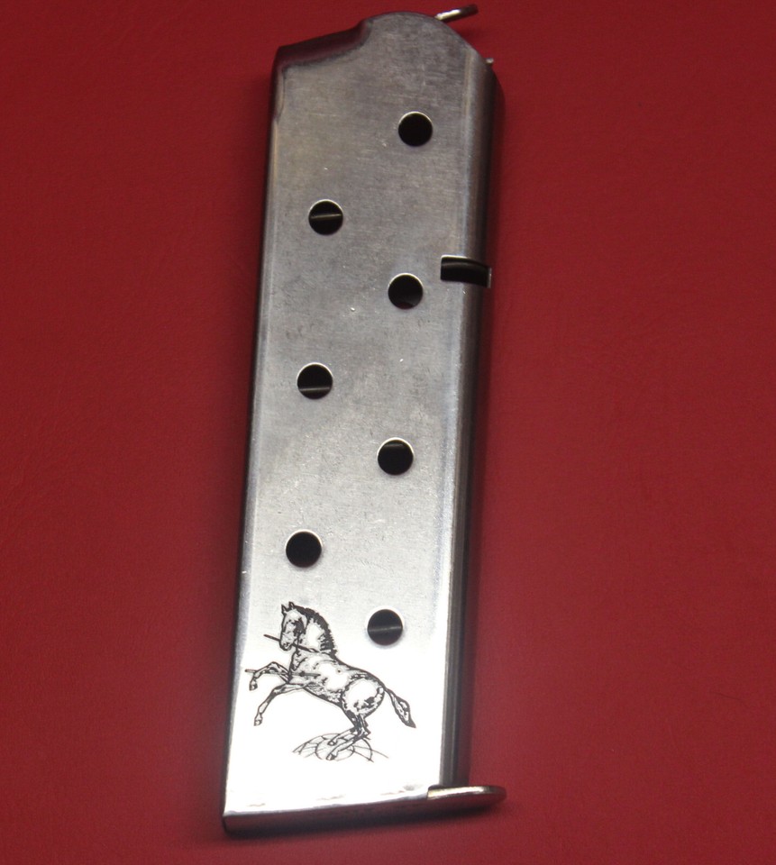 Engraved 1911 Colt .45 ACP Pistol Magazine Clip Mag Stainless Steel 7 ...