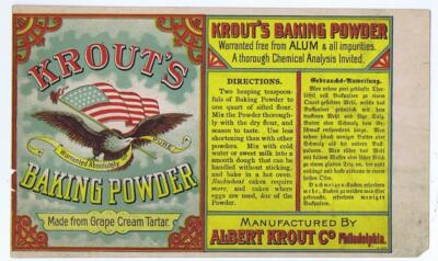 Krout's Baking Powder can label Albert Krout Philadelphia German ...