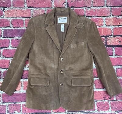 Orvis Jacket Mens 40 Brown Suede Leather Bandera Safari Field Blazer ...