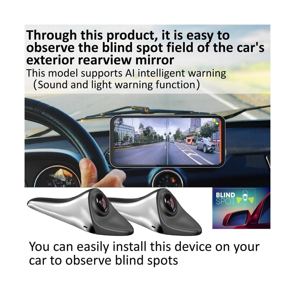 car blind spot camera paired with car blind spot display system, blind ...