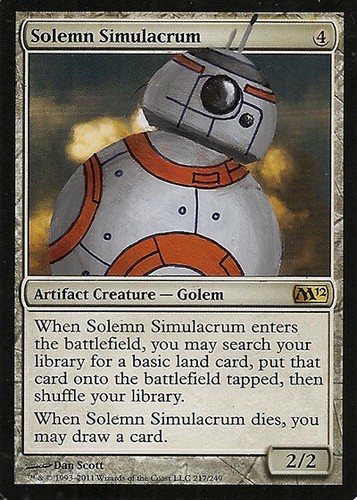 magic mtg BB-8 SOLEMN SIMULACRUM altered hand painted art EDH cube non ...
