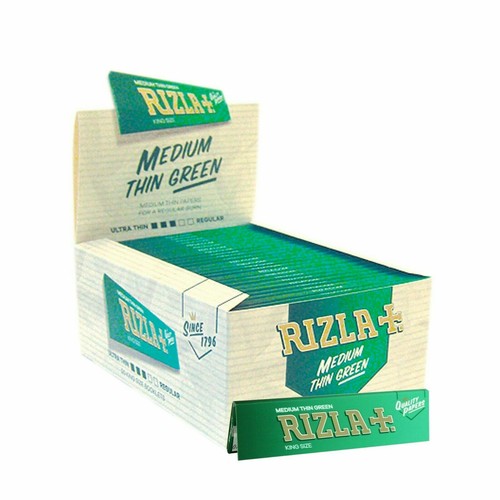 Rizla Medium Thin Green King Size Cigarette Pre-Cut Corners Rolling ...