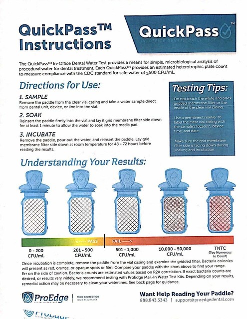 Quickpass In-office Dental Water Test 4 Pack by Proedge for sale online ...