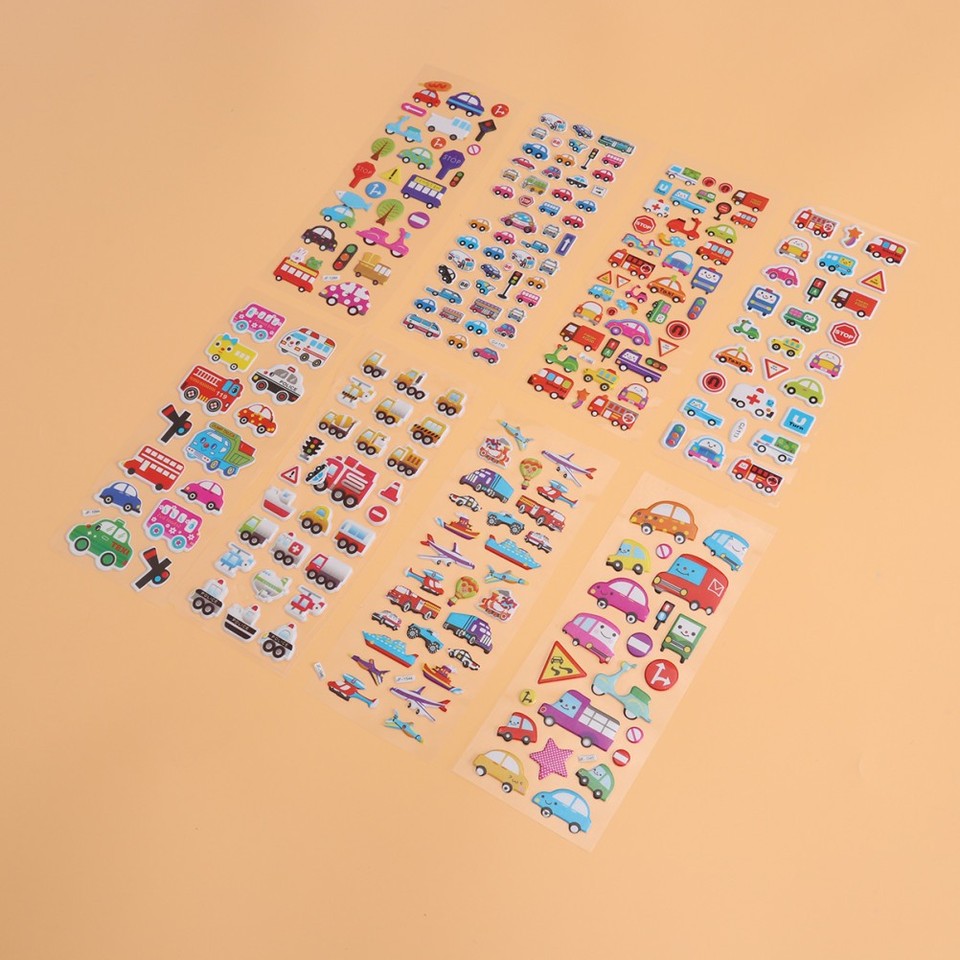 8pcs Kids Stickers Bubbles Cartoon Vehicle Stickers for Children ...