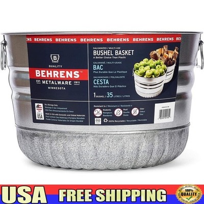 Galvanized Steel Utility Basket Round Storage Tub Planters Decor ...