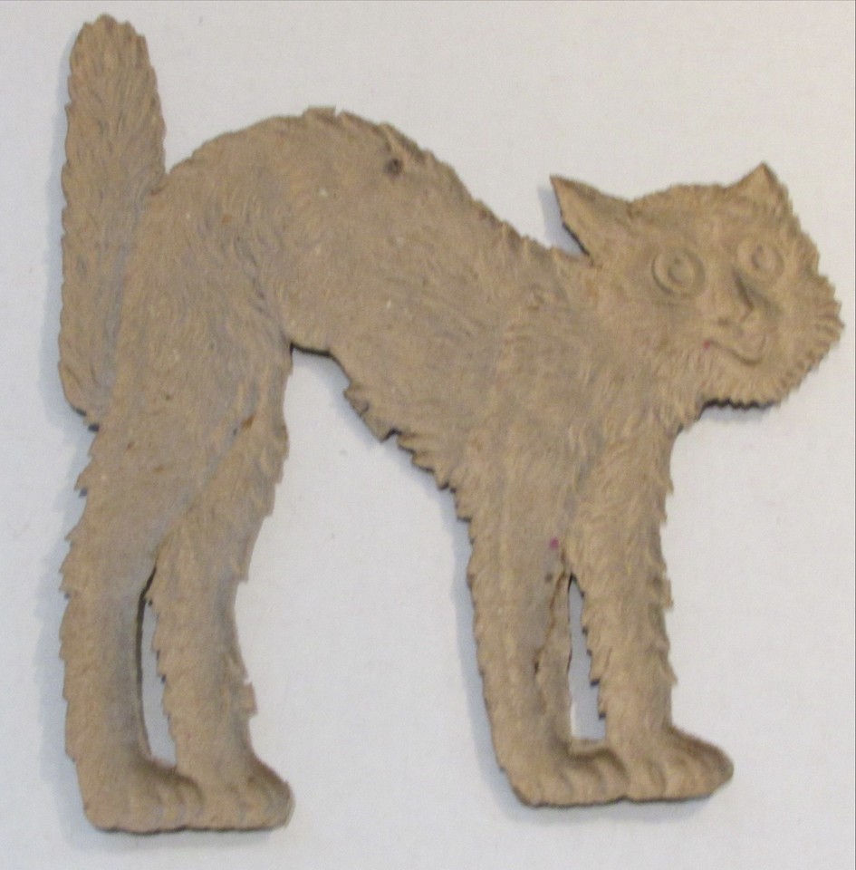 Vintage 1920s German Halloween Diecut Embossed Black Cat Green Eye 9"x7 ...
