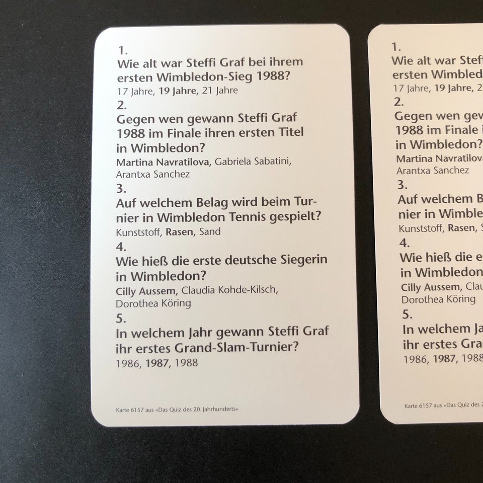 Steffi Graf 1998 Harenberg The 20th Century Quiz 2 Card Lot Tennis | eBay