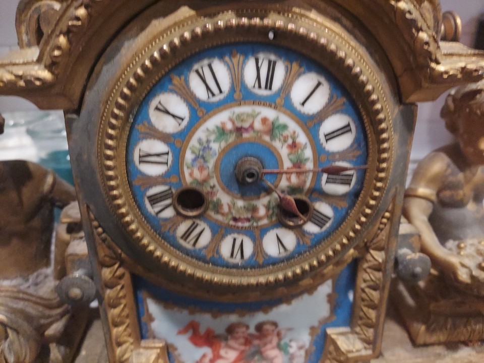 French 19th Century Bronze Ormolu Clock With Porcrmelain Inserts | eBay