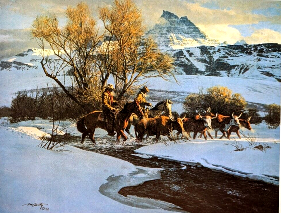 Frank McCarthy AFTER THE STORM Cattle Frontier Western Art Bookplate ...