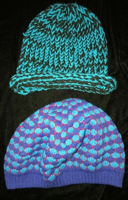 ARIS blue red knit WINTER HAT one size fits most 1 BLUE BLACK HAND MADE ...