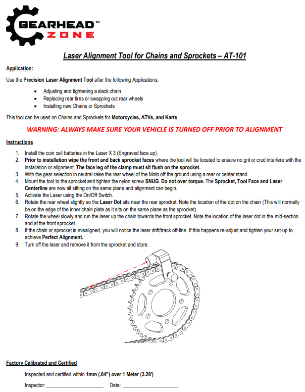 Laser Chain and Sprocket Alignment Tool - Gearhead Zone | eBay