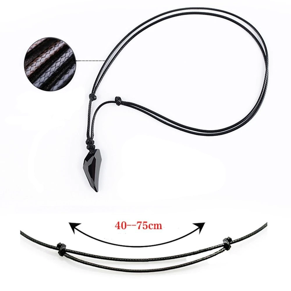 Men's Fashion Jewelry Black Weaving Rope Wolf Tooth Pendant Necklace 1 ...