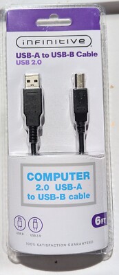 Infinitive 2.0 USB-A to USB-B Cable 6ft. Printer Cable New B-2 | eBay