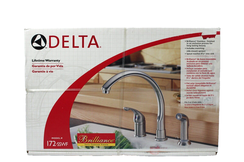 Delta Bellini Single Handle Kitchen Faucet With Spray Soap Dispenser ...