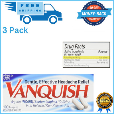 Vanquish Extra Strength Pain Reliever Caplets-100 ct. Pack of 3 | eBay