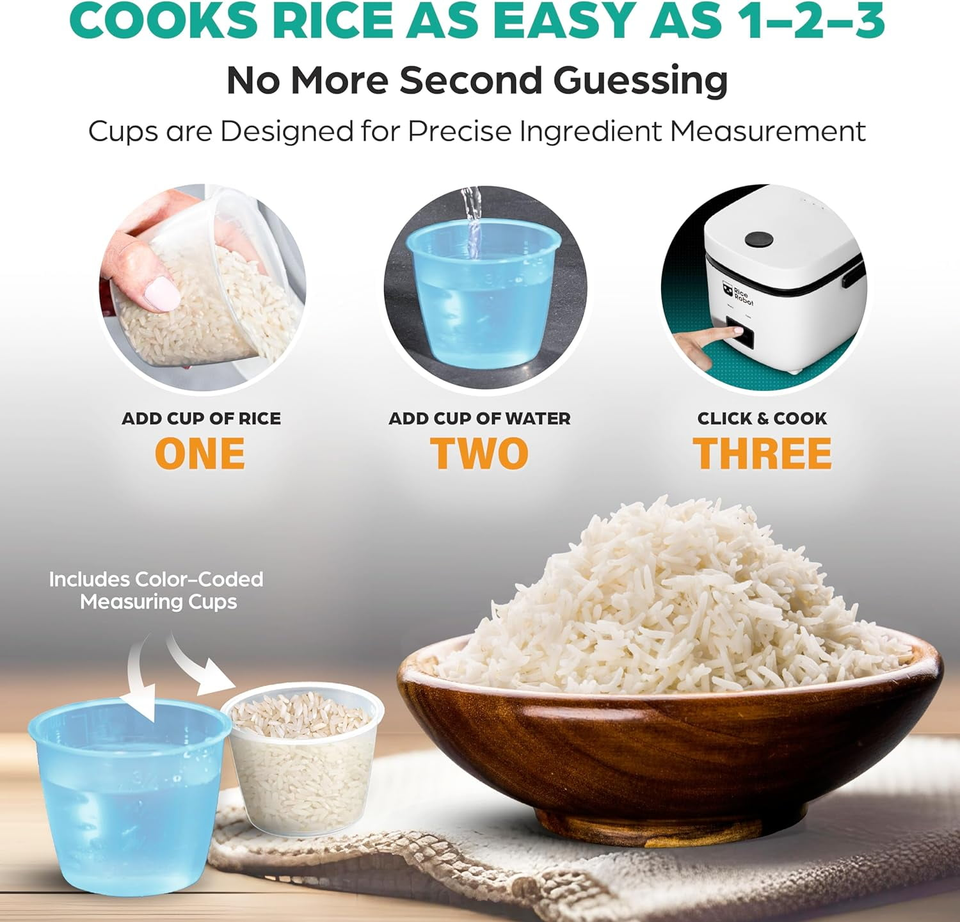 Rice Robot Cooker 4.5 Cups Cooked Electric Mini Rice Maker Pot Small 1. ...