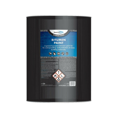 25LTR BITUMEN PAINT WATERPROOF SEAL REPAIR ROOF LEAK FELT WOOD CONCRETE ...