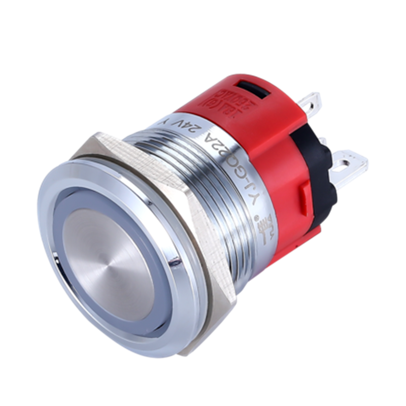 19mm Metal Push Button Ring LED Light Lock 8 Pins 2NO 2NC Waterproof ...