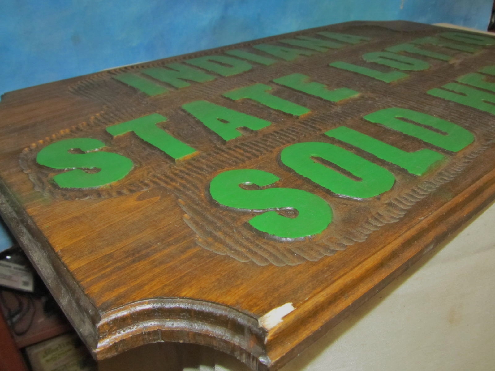 Vintage INDIANA State Lottery Sold Here Store Hoosier/Wall/Window Wood ...