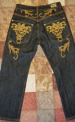 Members Property Jeans Hip Hop Rare Embroidered Mens 34x31 Read ...