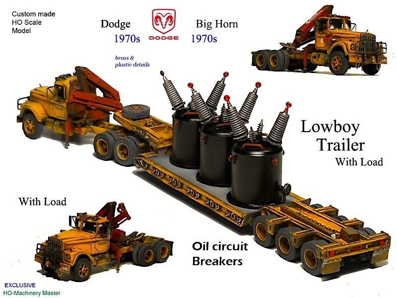 HO Scale Dodge Lowboy Trailer Custom made painted & weathered 1/87 FSM ...