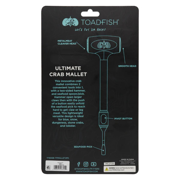 Toadfish Crab Mallet Double Sided Seafood Hammer with Seafood Picks/Tools 2 Pk | eBay