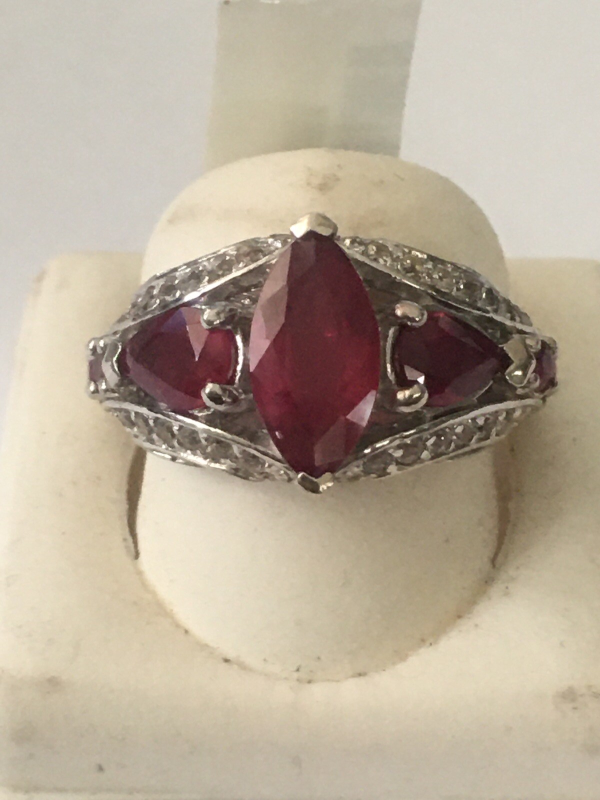 Beautiful Chuck Clemency Sterling 925 STS Red & Clear Gemstone Ring ...