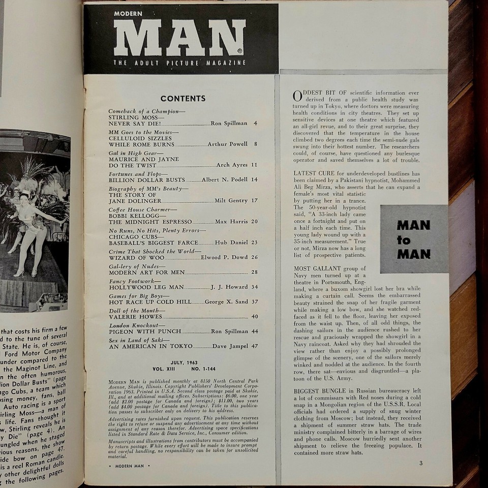 MODERN MAN Vol.13 #1 & 2 Vintage 1963 Mag Jane Dolinger & Gaby Ryke ...