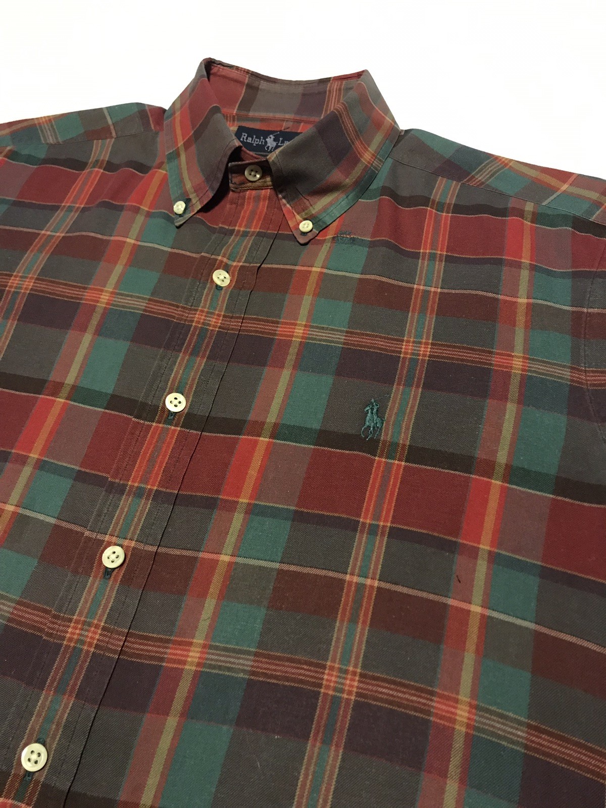 Polo Ralph Lauren Green Red Plaid Shirt Men’s L | eBay