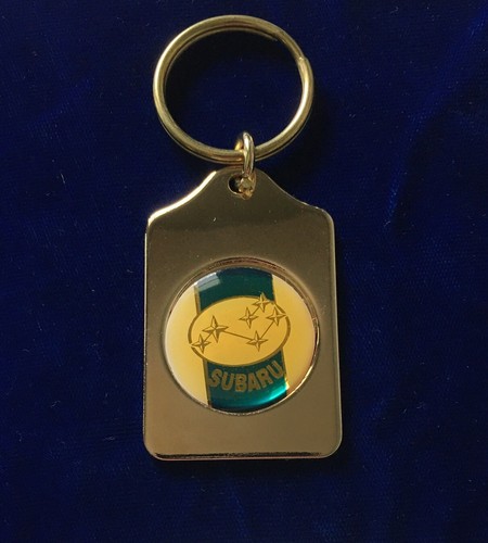 Vintage Keychain SUBARU LOGO Brass Car Key Fob Ring Metal Enamel MADE ...