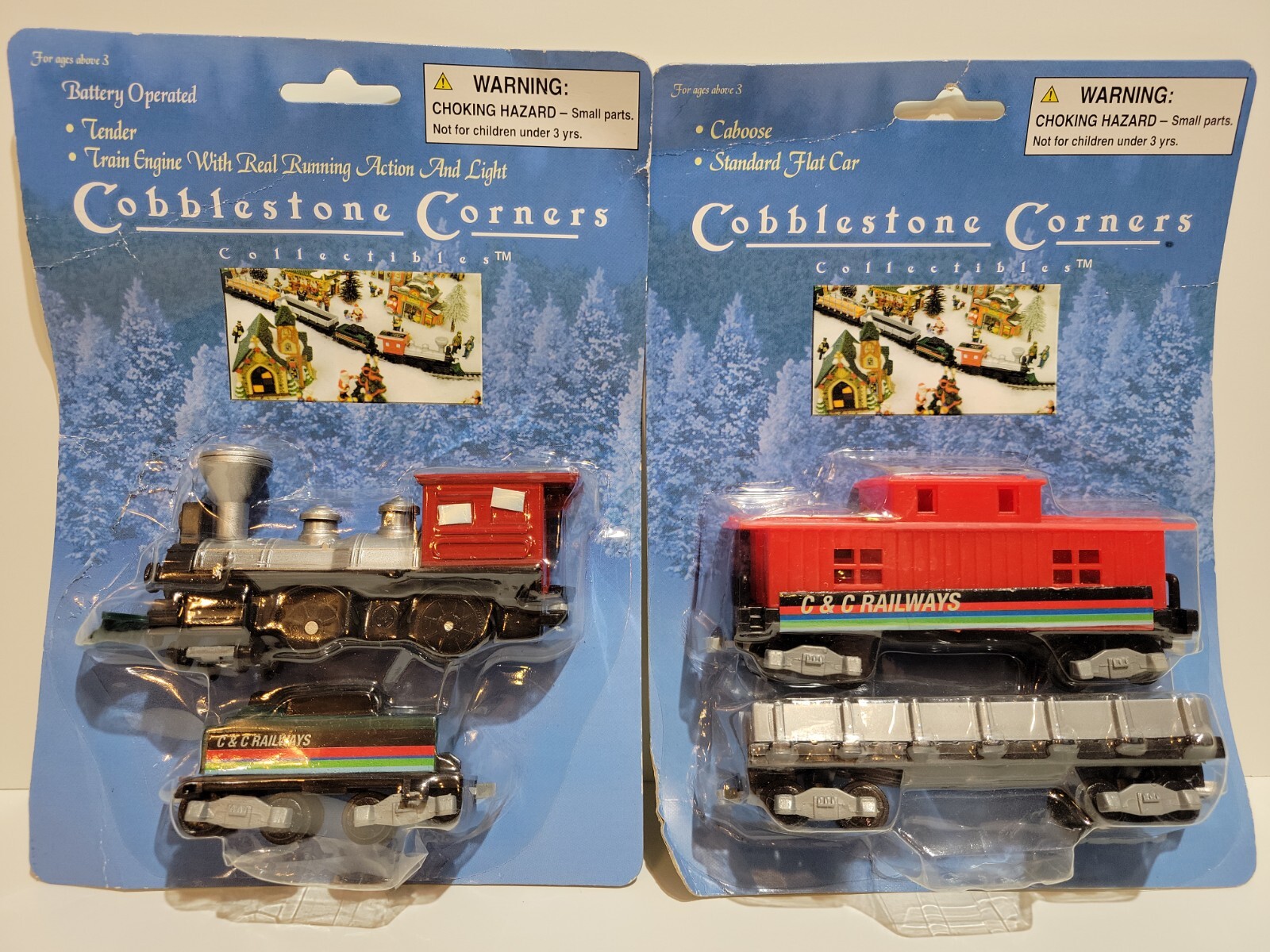 Cobblestone Corners Train Cars Train Engine with Real Running lights ...