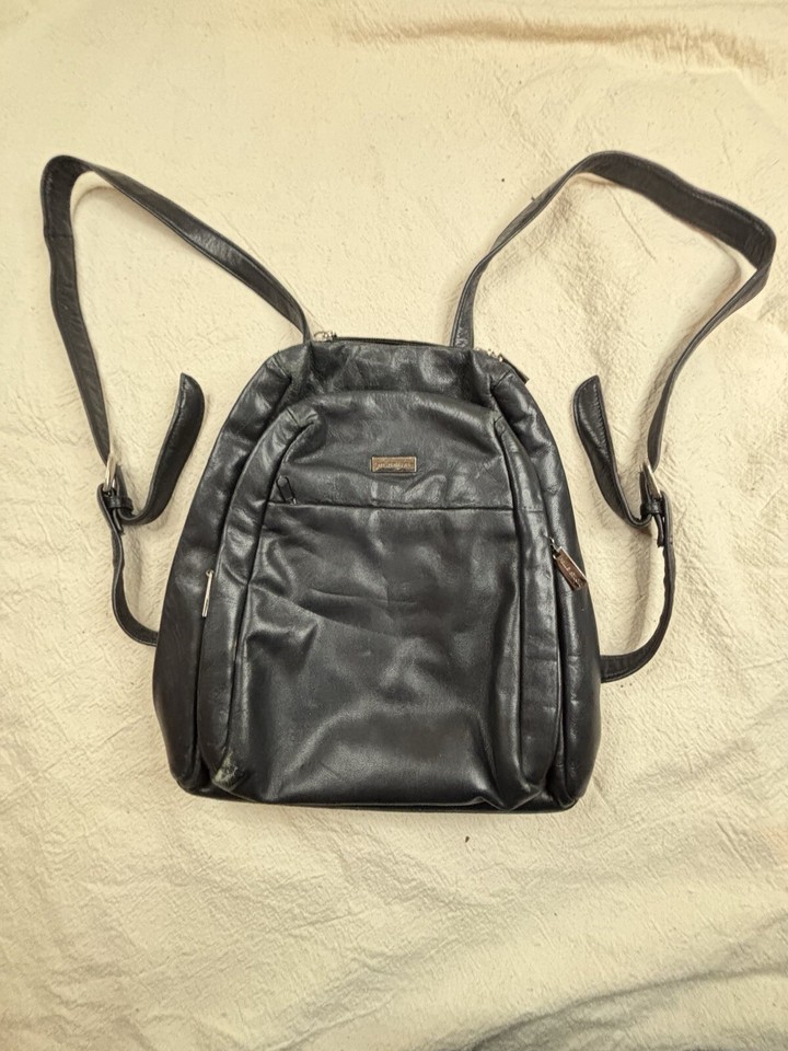 Wilson Leather Pelle Studio Black Leather Small Mini Backpack Purse | eBay