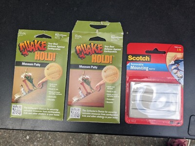 QUAKE HOLD MUSEUM PUTTY Scotch New Mounting Strips Glue Removable ...