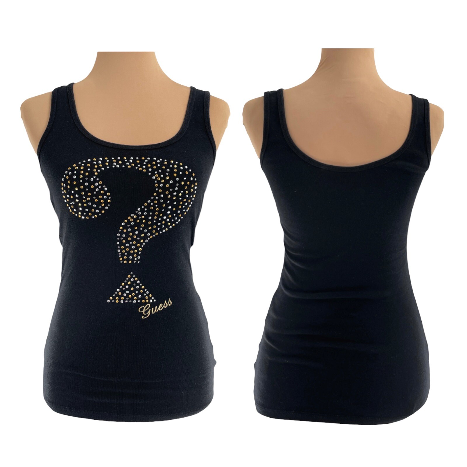 Y2K Guess Question Mark ? Silver Gold Rhinestone Blin… - Gem